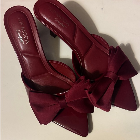 TOP Moda | Shoes | Top Moda Comfort Womens Deep Red Bow Heels | Poshmark